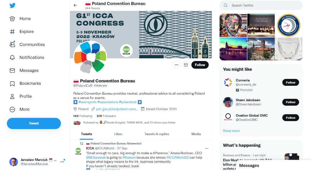 Poland Convention Bureau across social media platforms